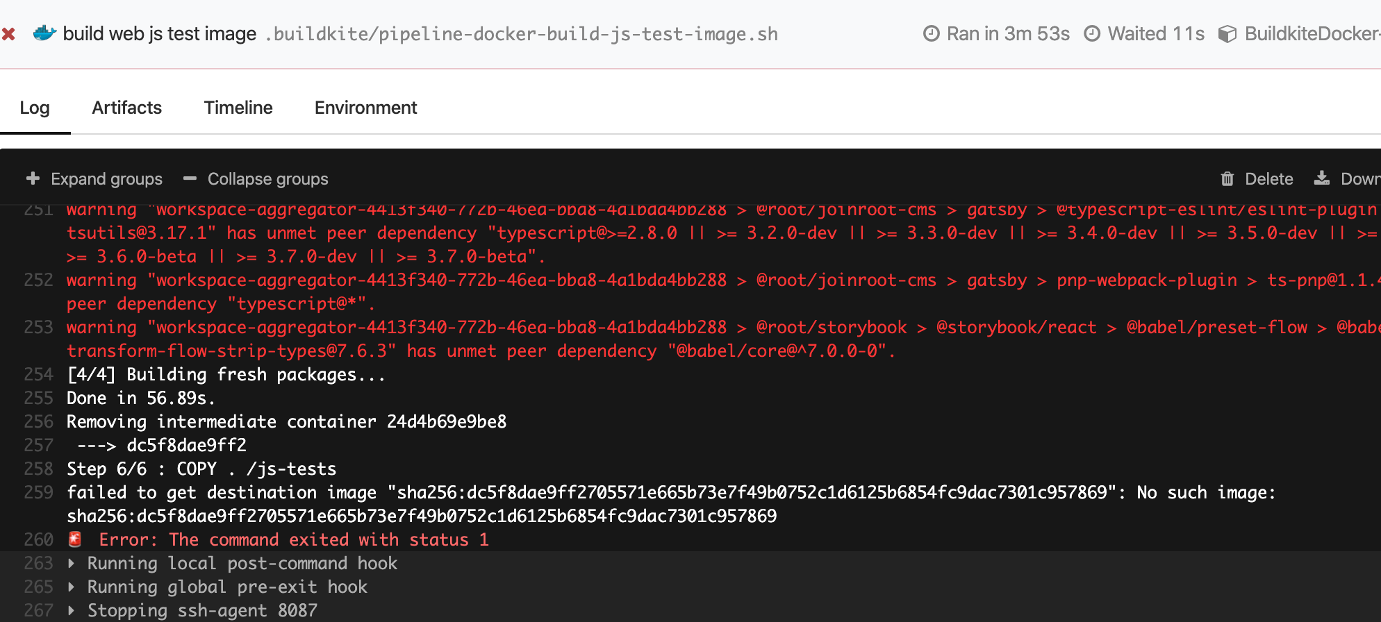 Docker image pruned during builds exit with `No such image: sha256:` `failed to get digest ...