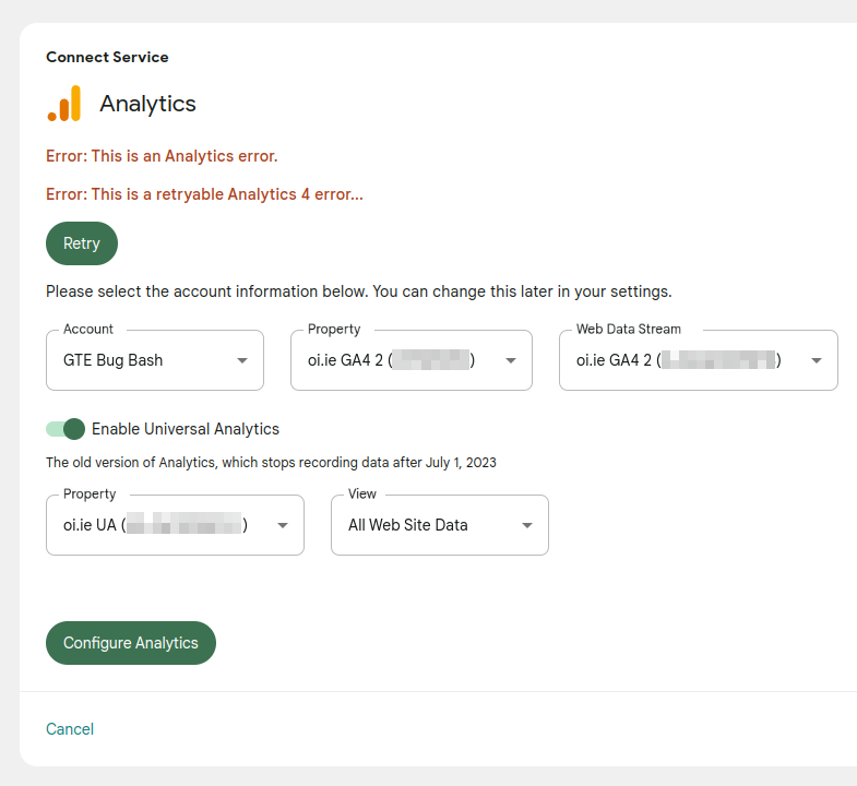 Analytics setup + settings views don't surface GA4 errors · Issue #6831 · google/site-kit-wp ...