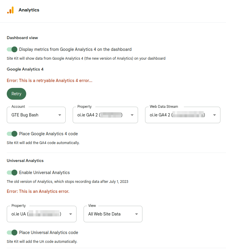 Analytics setup + settings views don't surface GA4 errors · Issue #6831 · google/site-kit-wp ...