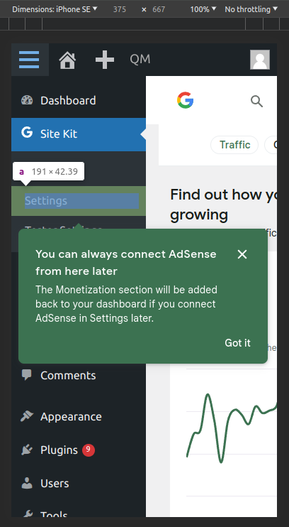Admin menu tooltip does not work properly on mobile as of WP 6.4 · Issue #7738 · google/site-kit ...