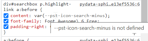 Missing icon in `hide search highlights` button · Issue #982 · pydata/pydata-sphinx-theme · GitHub