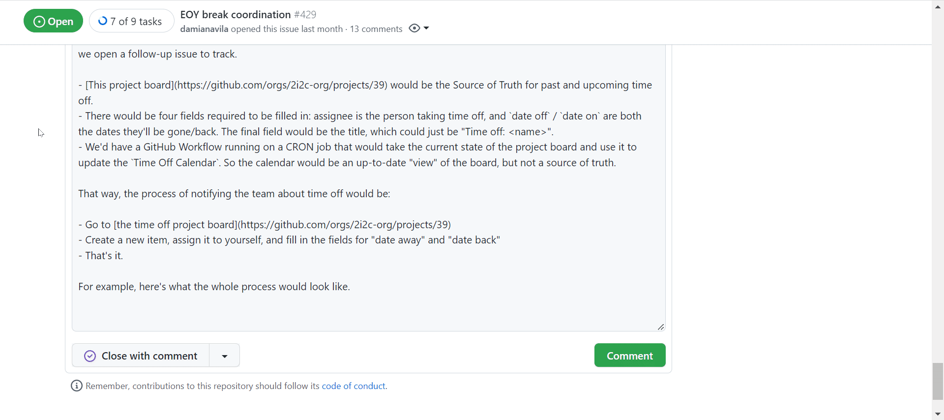 Simplify which tools we use for communicating time off · Issue #591 · 2i2c-org/team-compass · GitHub