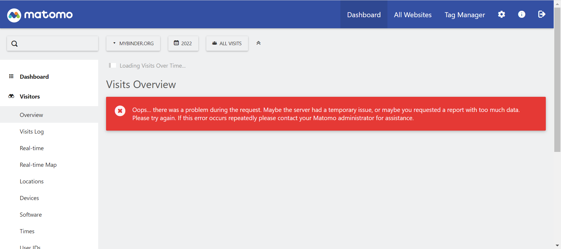 Matomo not working for large queries on mybinder.org · Issue #635 · jupyterhub/team-compass · GitHub