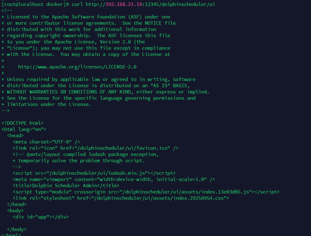 [Bug] [Module Name] After deploying dolphinscheduler with docker, the interface cannot be ...