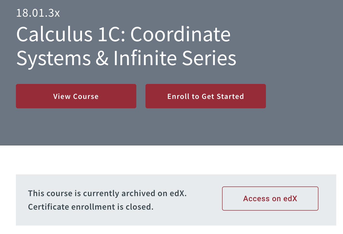 RFC: Cant enroll in the Calculus 1C: Coordinate Systems & Infinite Series course · Issue #1150 ...