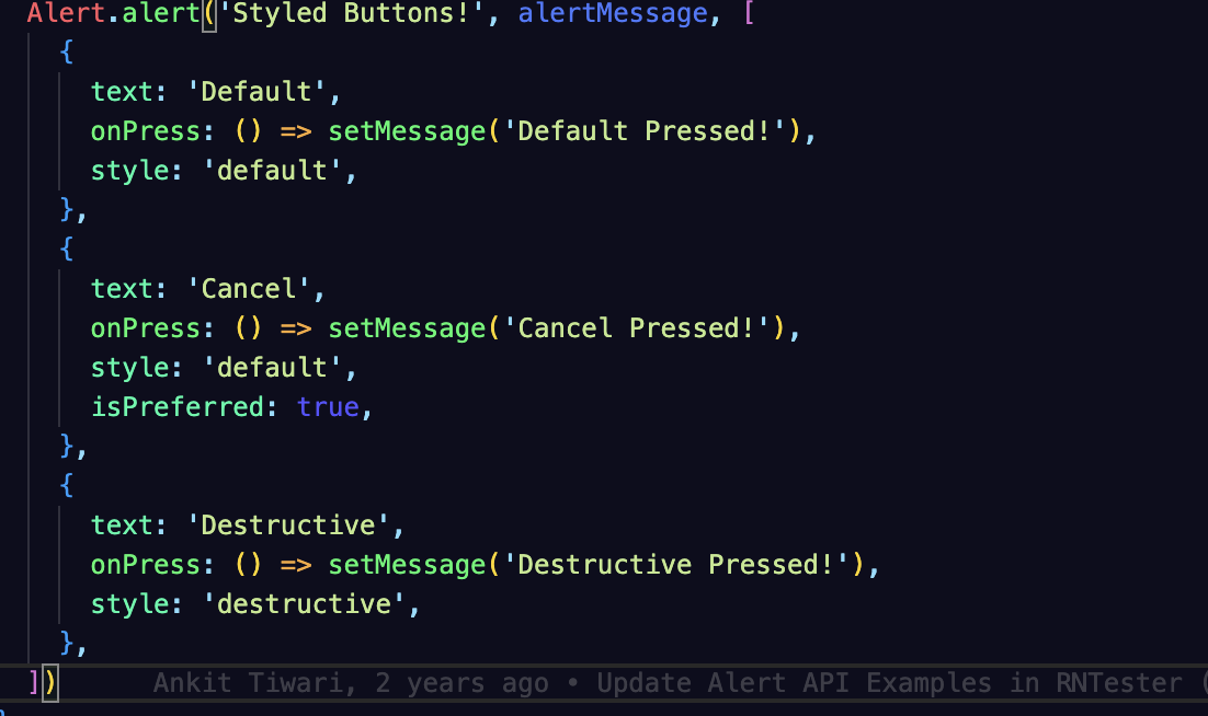Adding a 'cancel' style to an Alert button will always place it at the ...