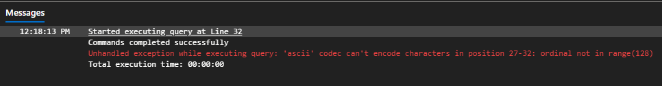 Unhandled Exception While Executing Query Ascii Codec Cant Decode 0913