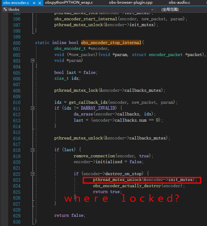 Wrong unlock for obs_encoder ? · Issue #6427 · obsproject/obs-studio ...