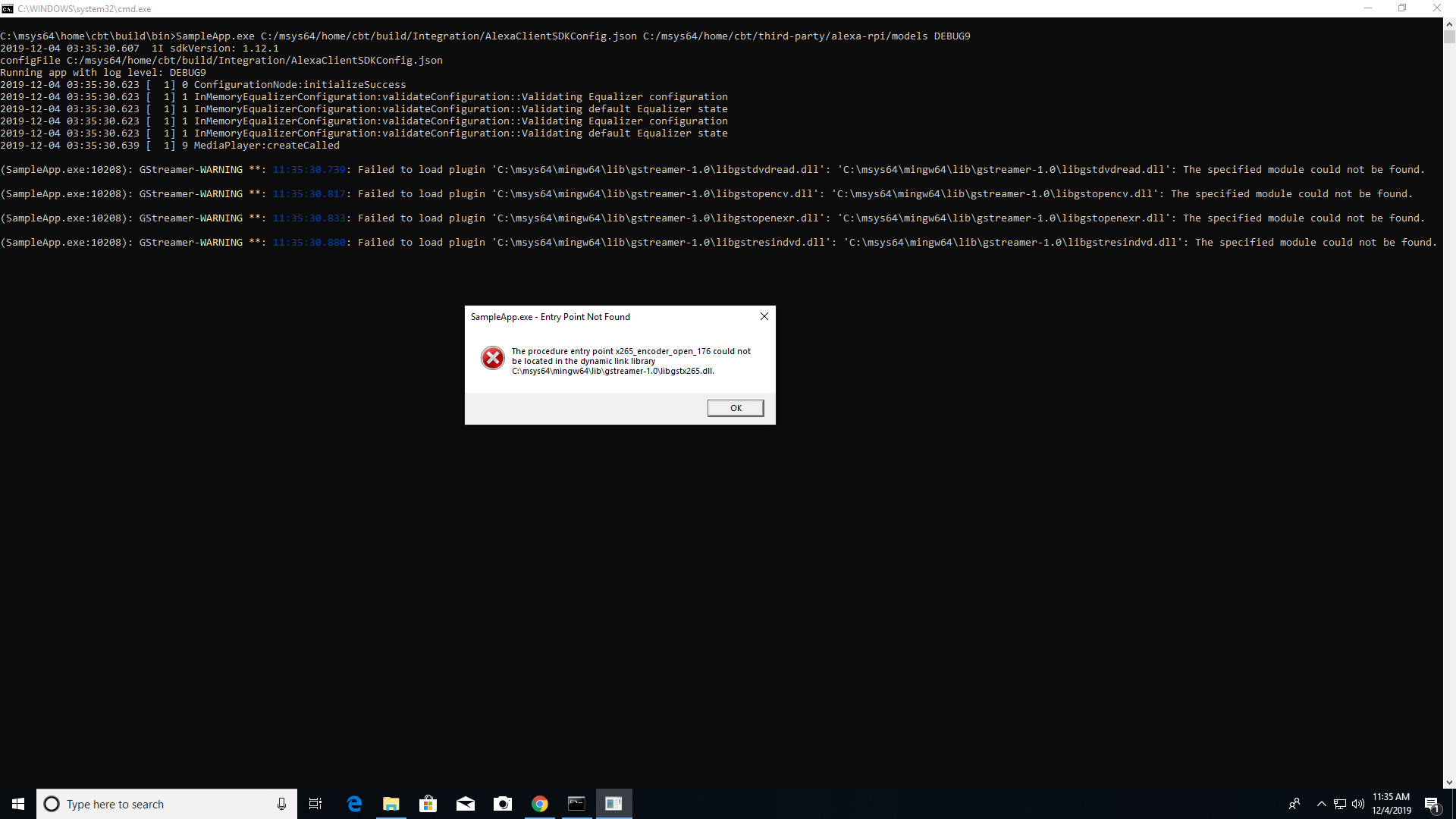 Running SampleApp on Windows 10 will cause some error message · Issue #1575 · alexa/avs-device ...