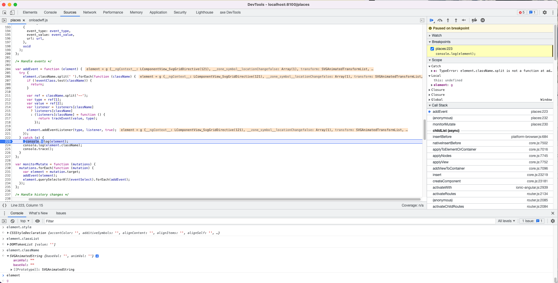 Umami emits "Uncaught TypeError: t.className.split is not a function" exceptions for every click ...