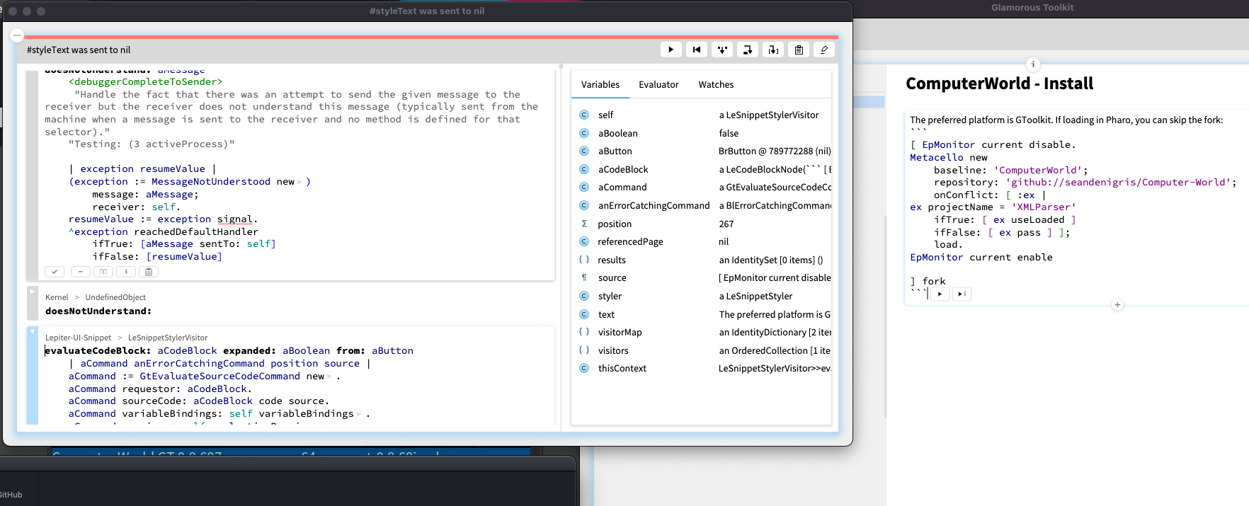 Lepiter: Running Embedded Code Error · Issue #1942 · feenkcom/gtoolkit · GitHub