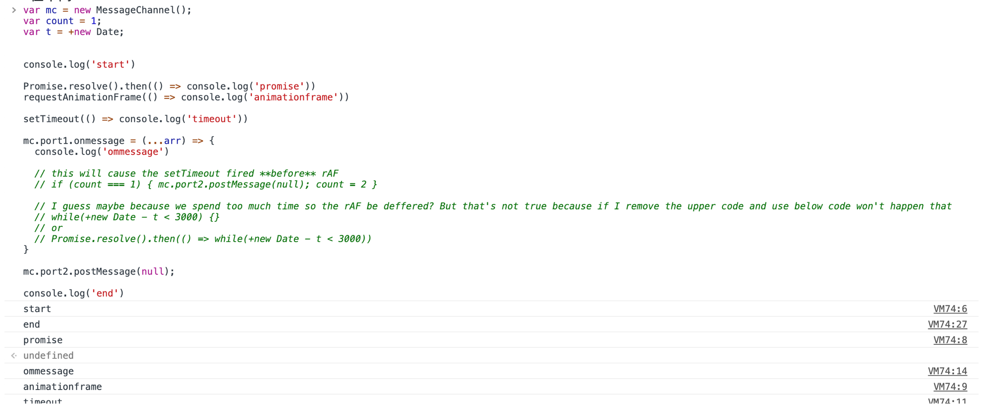 [Question]Clarification postMessage/MessageChannel execution time in ...