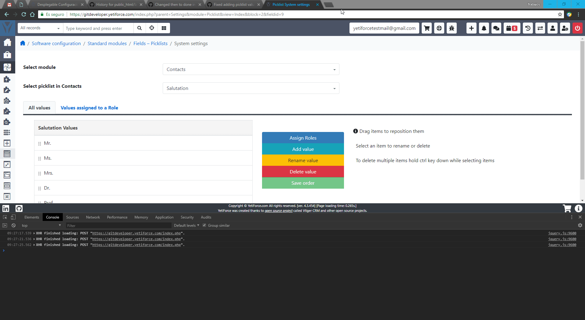 [BUG][4.3.454] Error when selecting values to delete in the selection ...