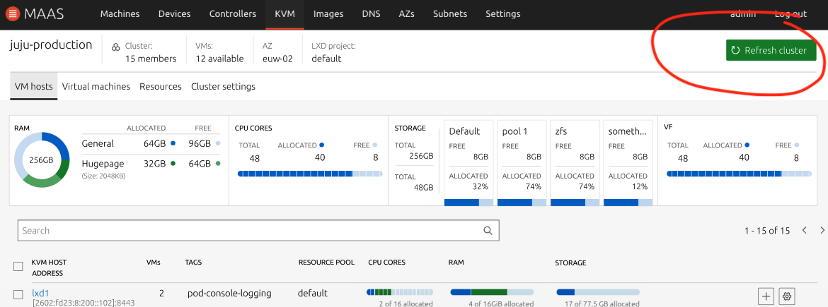 refresh a lxd KVM host resources after it was added · Issue #3948 · canonical/maas-ui · GitHub