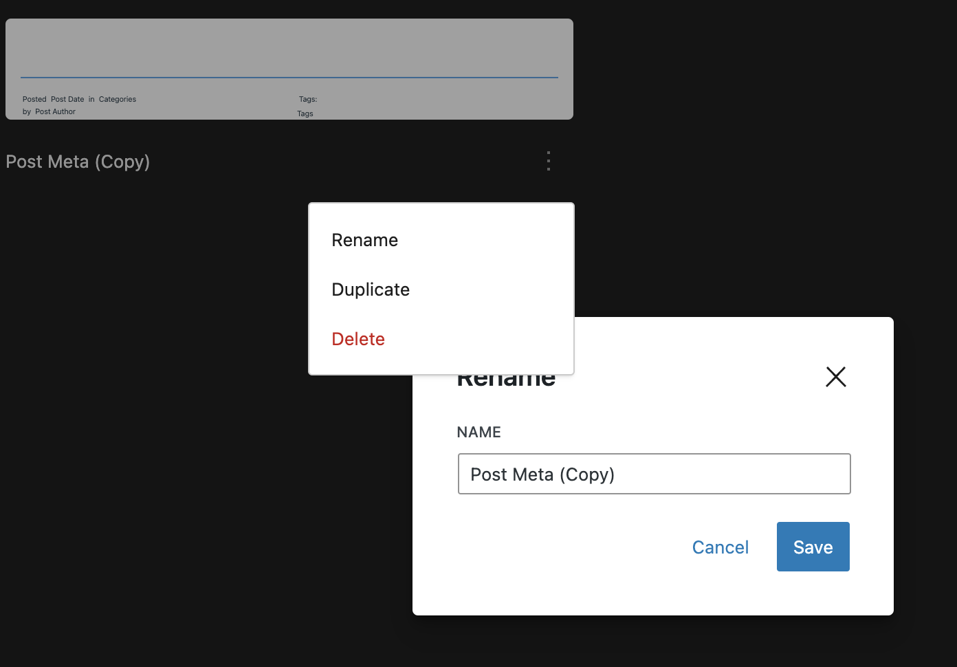 Rename Template Partspattern Options Menu Doesnt Hide After Selecting Rename · Issue 54702 