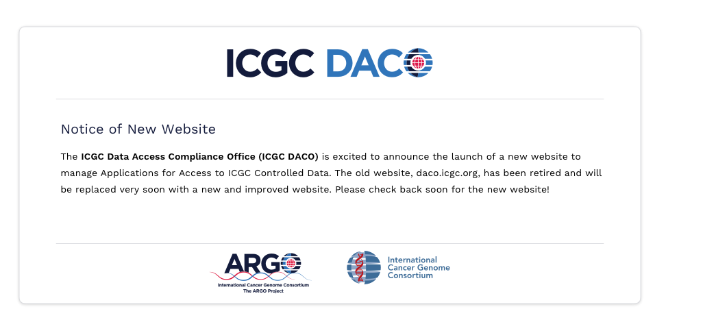 Coming Soon page for when v1 is taken down · Issue #591 · icgc-argo/dac-ui · GitHub