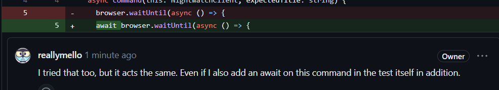 waitUntil may not wait when used in a custom command · Issue #3753 · nightwatchjs/nightwatch ...