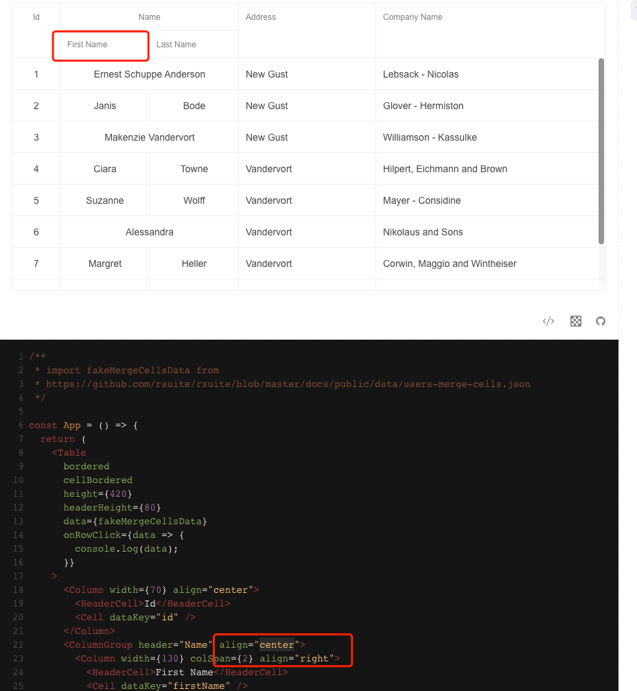使用columngroup合并表头后，在column中设置align设置left或right未起作用 · Issue 280 · Rsuitersuite Table · Github 
