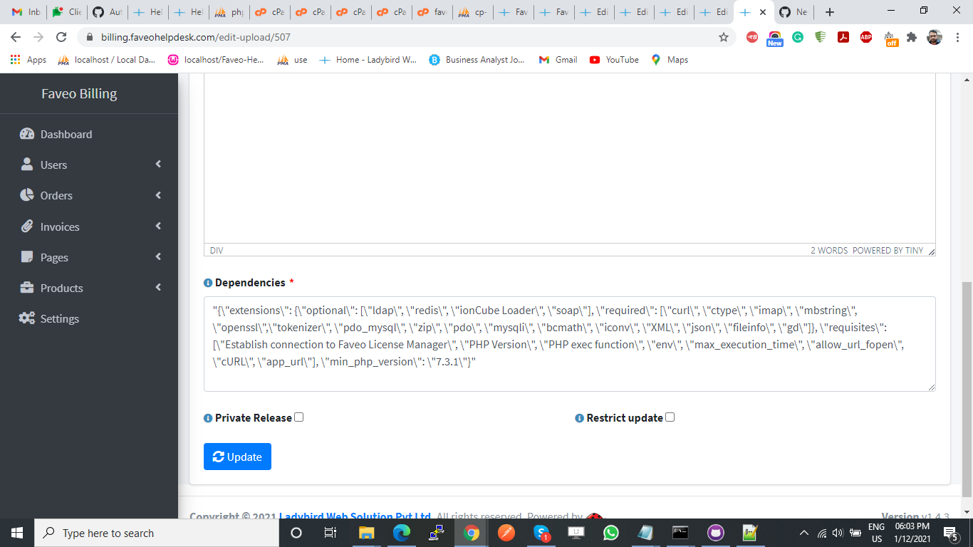 while adding products dependencies showing wrong when we edit. · Issue #1568 · faveosuite/faveo ...