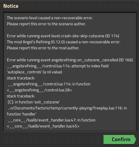 [BUG] Angel's Refining crashes when map was wiped empty via script · Issue #713 · Arch666Angel ...
