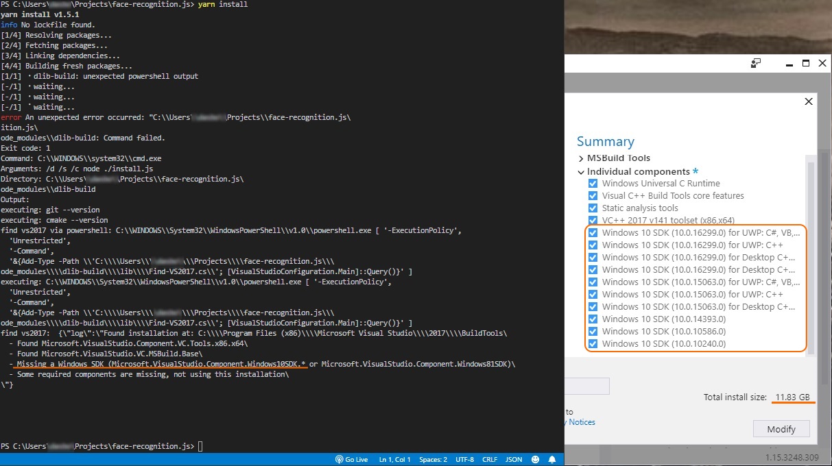 Which windows 10 sdk? · Issue #73 · justadudewhohacks/face-recognition ...