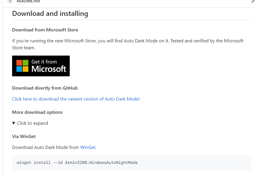 Installation through winget · Issue #517 · AutoDarkMode/Windows-Auto-Night-Mode · GitHub