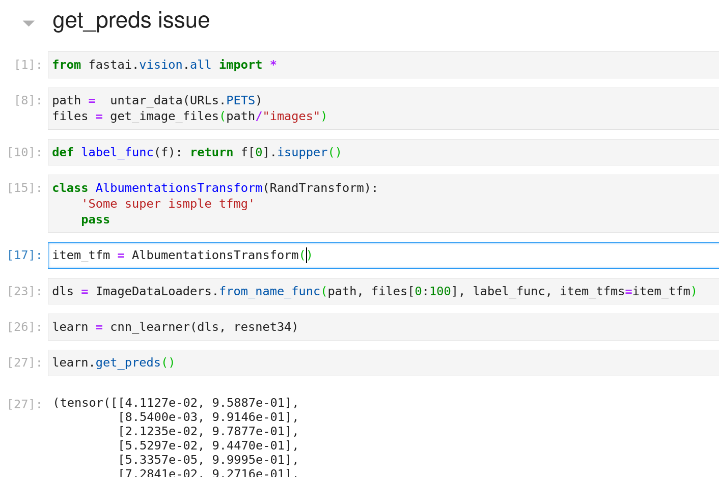 learn.Get preds not working with Item_tfms · Issue #3236 · fastai/fastai · GitHub