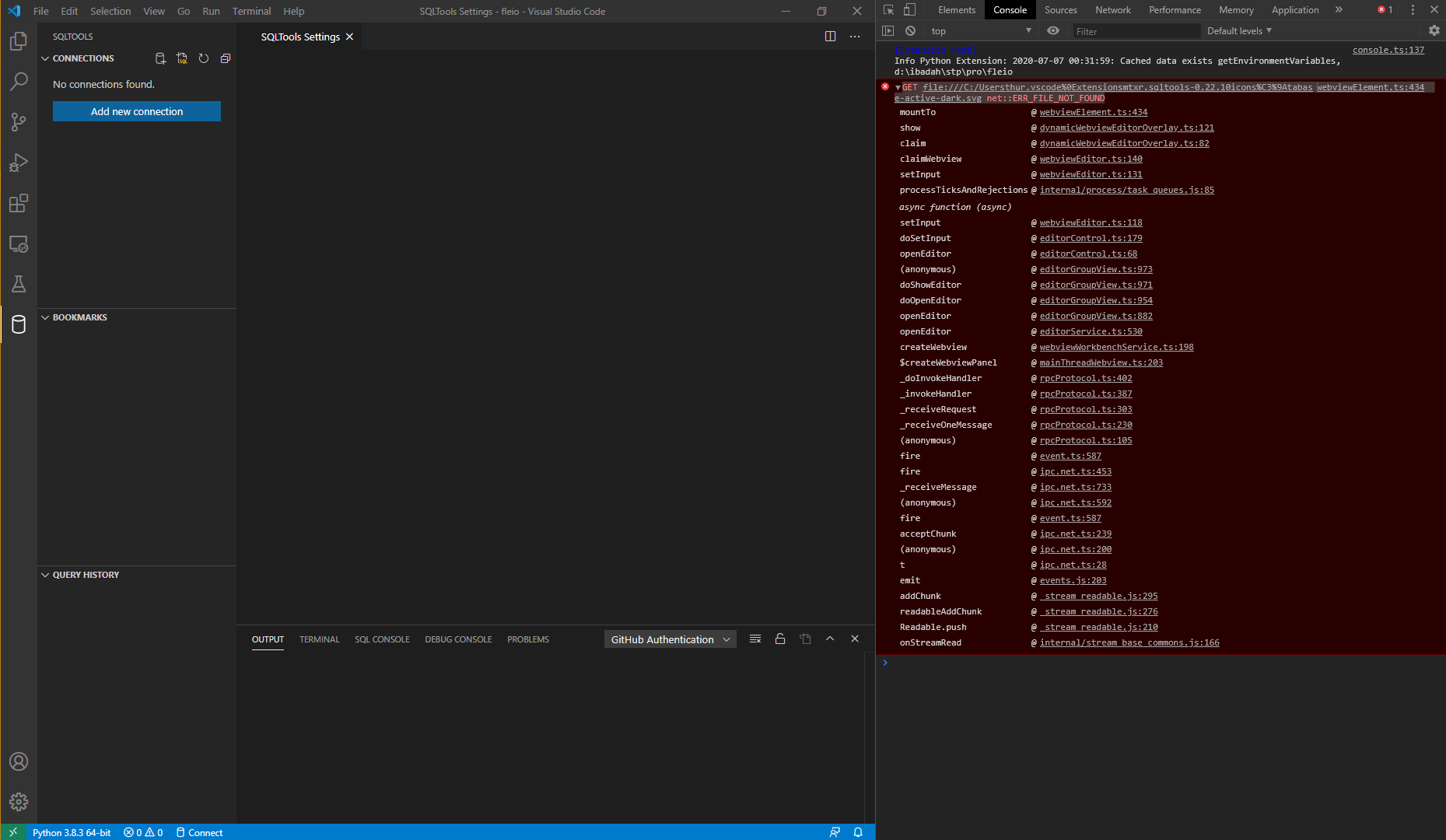 Blank Screen appearing after installed sqltools · Issue #639 · mtxr/vscode-sqltools · GitHub