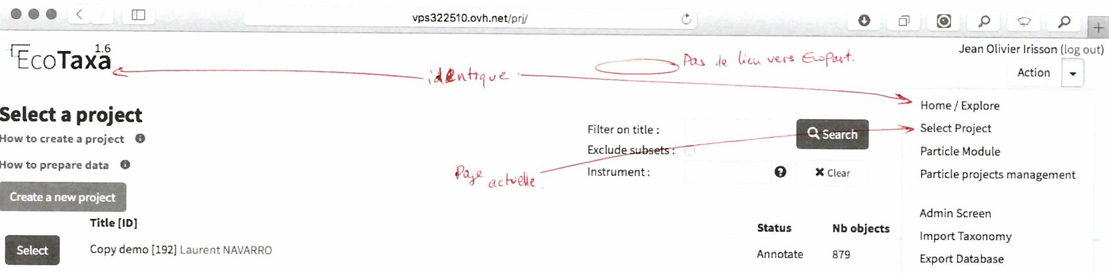 Changer l'interface d'accès à EcoPart depuis EcoTaxa · Issue #178 ...