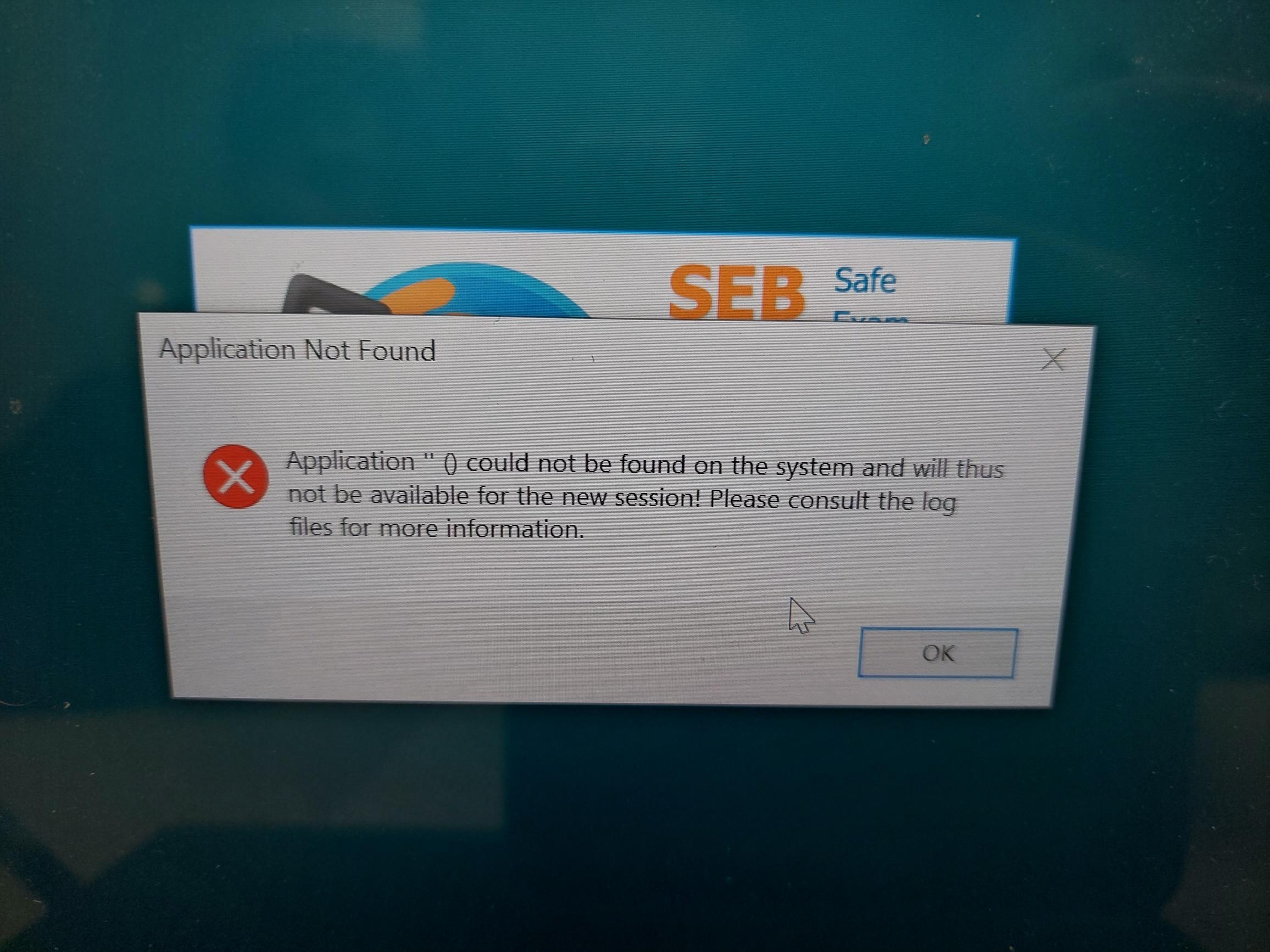 Application Could Not Be Found Error · Issue 196 · Safeexambrowser Seb