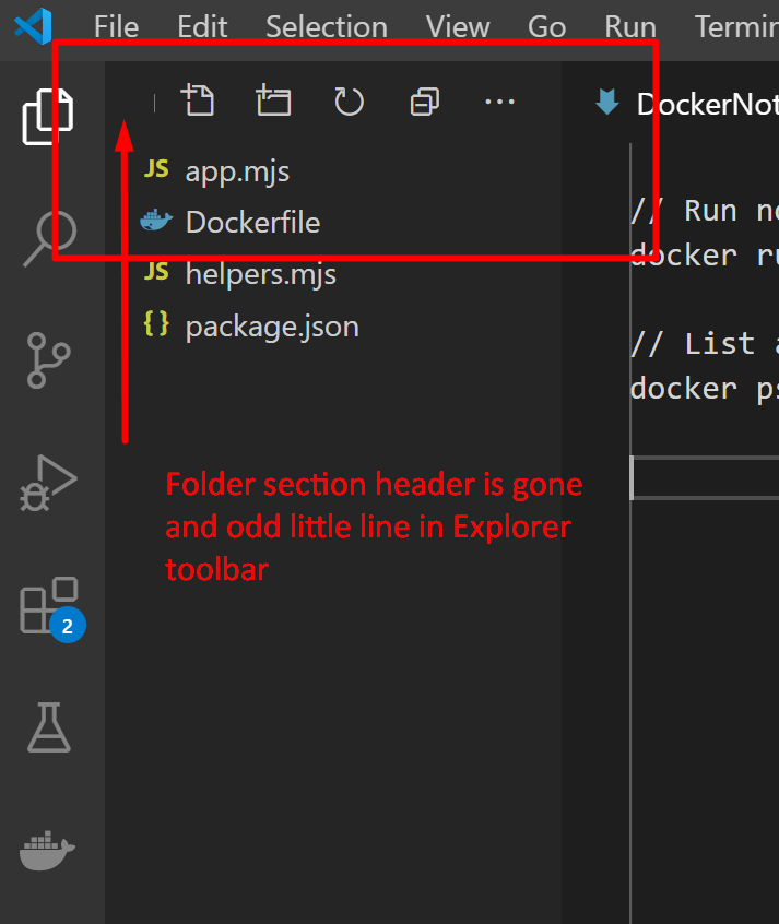 Removing last Explorer section except Folders also removed the Folders ...