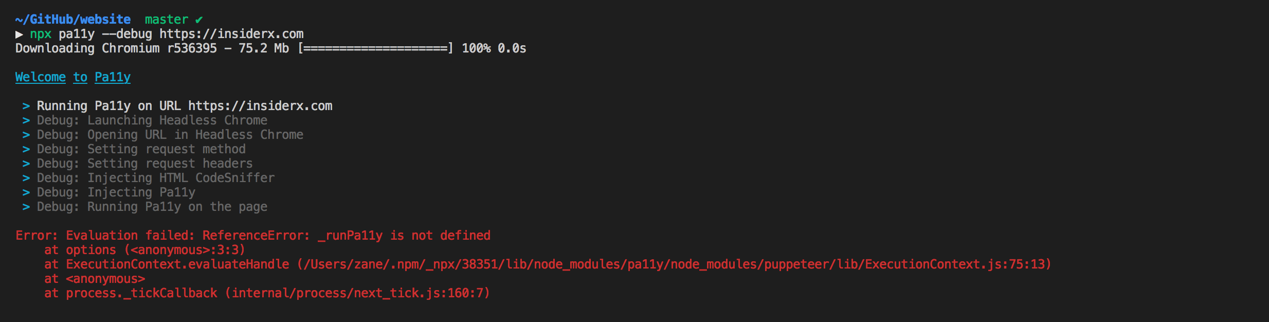 Unable to scan example.com due to unknown issue · Issue #392 · pa11y/pa11y · GitHub