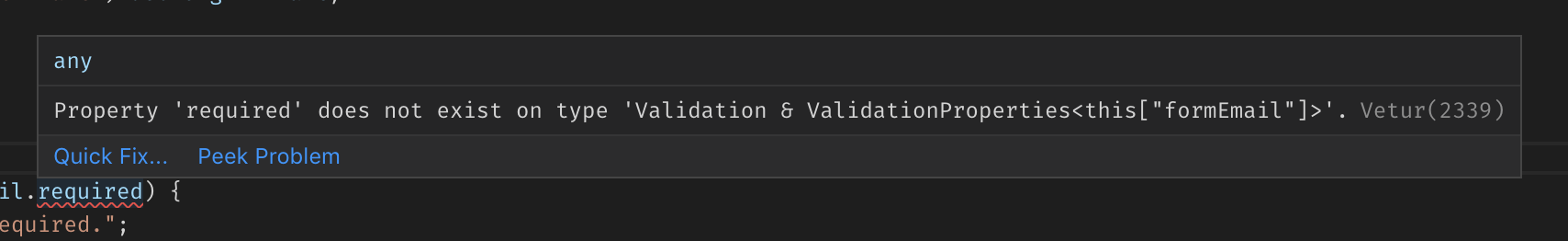 Getting "Property 'required' does not exist on type 'Validation & ValidationProperties'" · Issue ...