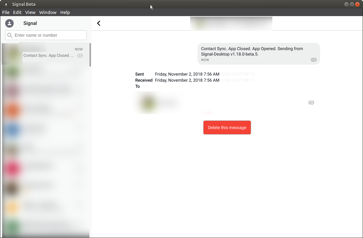 Sealed Sender is not shown / (does not work?) on v1.18.0-beta.3 with ...