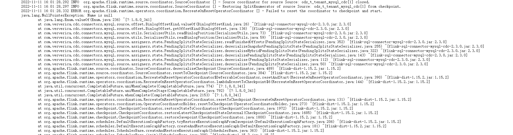 Mysql Cdc Source 230 Throws Npe On Recovering From Checkpoint Of Earlier Versions · Issue
