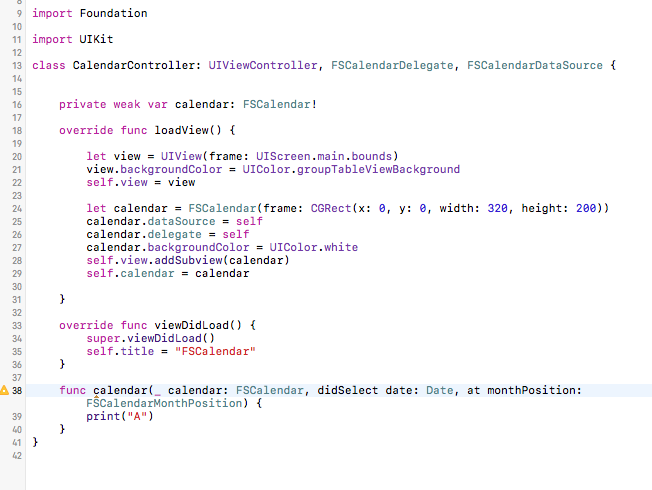 [Swift] Instance method nearly matches optional requirement of protocol "FSCalendar" · Issue ...