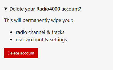 Account page with delete everything button · Issue #26 · radio4000 ...