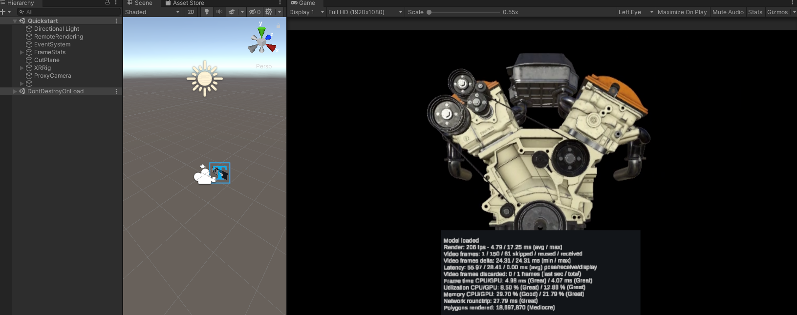 [Remote rendering problem] Connection lost when loading default model in Unity Quickstart ...