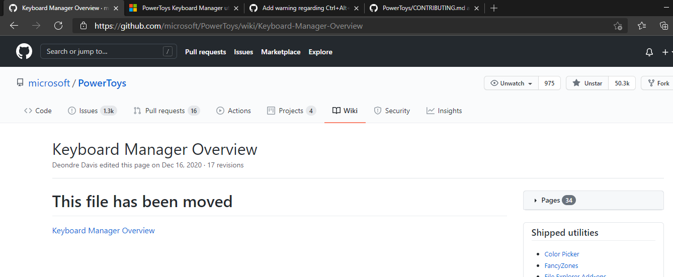 Keyboard Manager - Limitations Link Incorrect · Issue #9658 · microsoft/PowerToys · GitHub