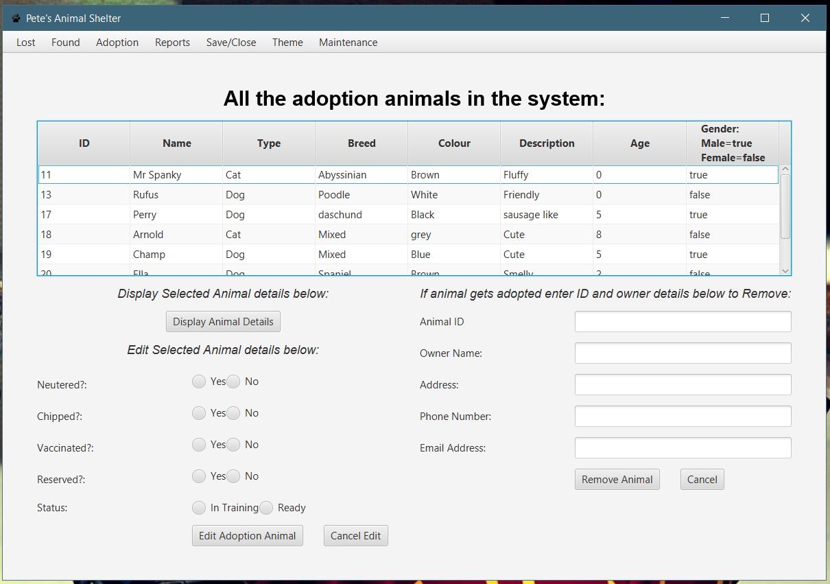 GitHub - PeterBurton/Animal-Shelter-JavaFX: A college project to create a GUI application using ...