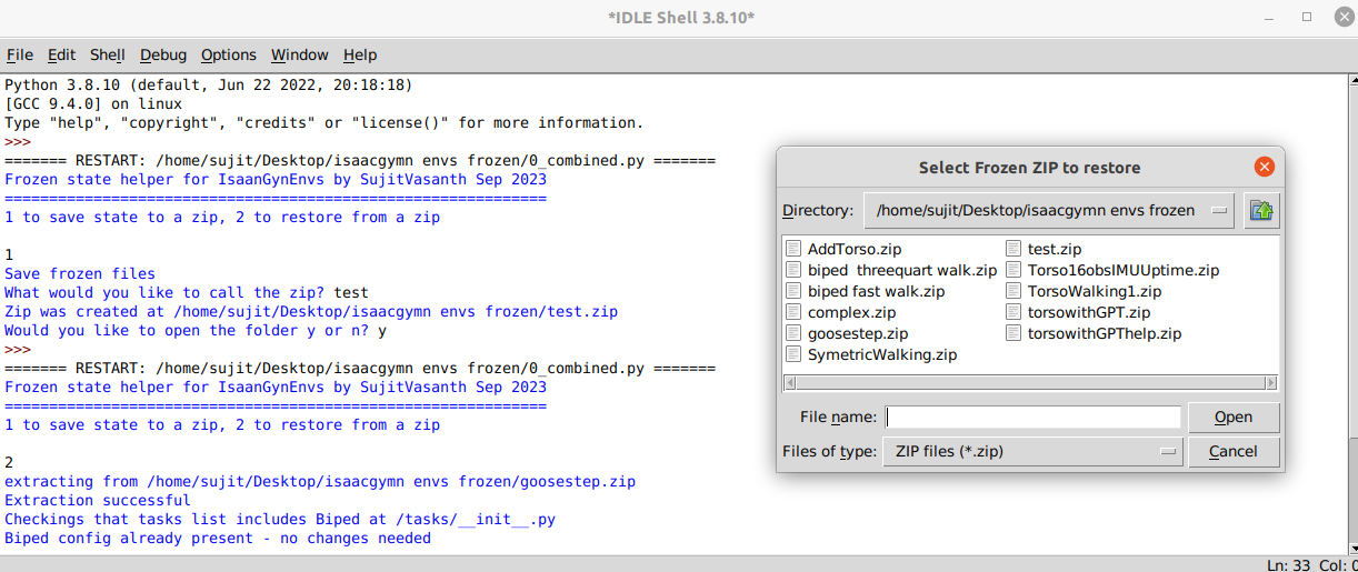GitHub - sujitvasanth/IsaacGymEnvs_freezethaw: Helper script to easily load/save different ...
