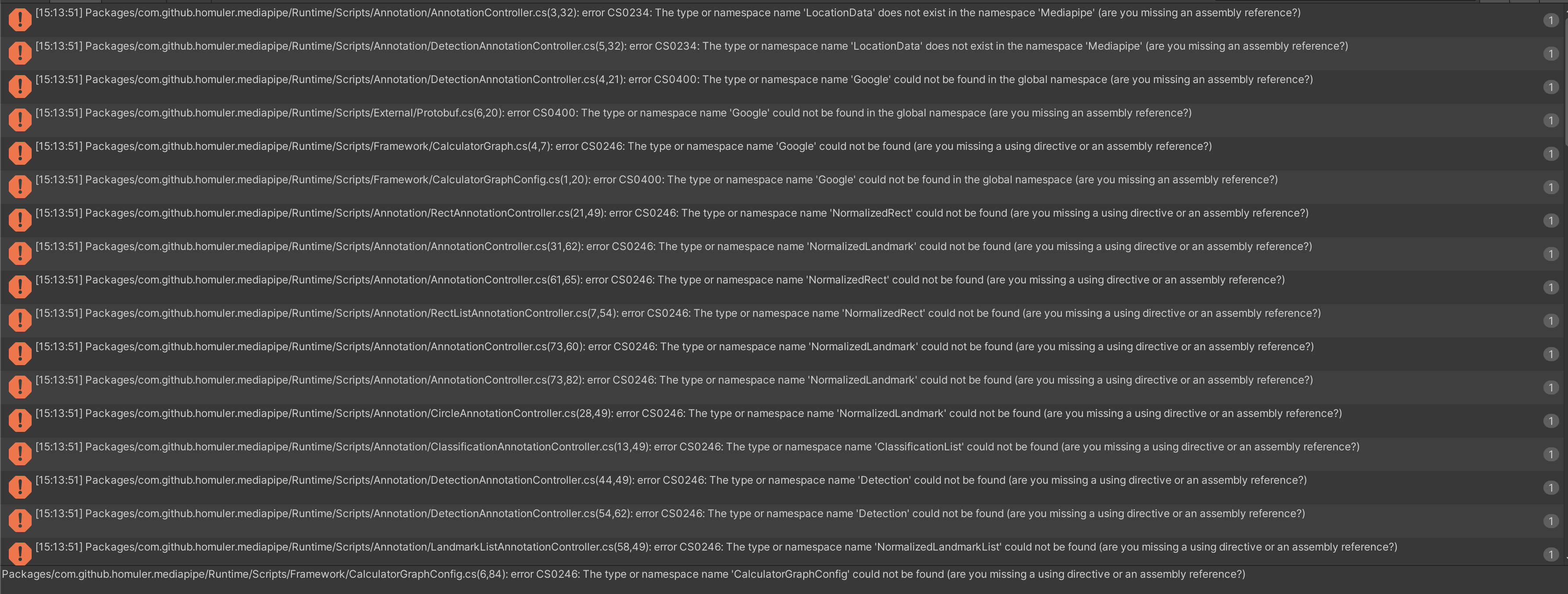 Project opening with errors · Issue #274 · homuler/MediaPipeUnityPlugin ...