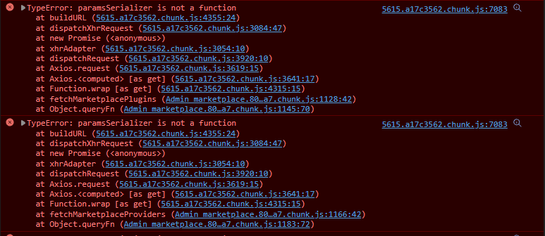 After updating the strapi version, the marketplace page opens with an error. · Issue #16261 ...