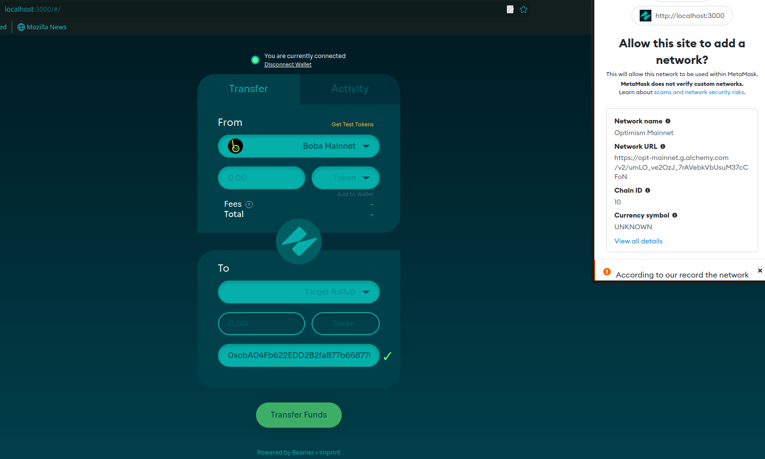 Frontend: Add new network - invalid currency "UNKNOWN" · Issue #1109 · beamer-bridge/beamer · GitHub