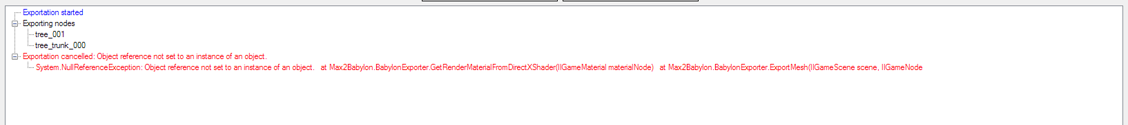 [Max] "Exportation cancelled: Object reference not set to an instance of an object." when ...