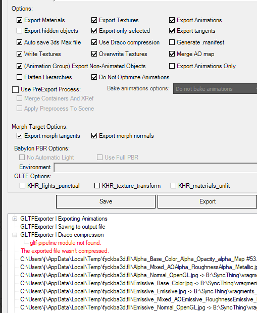3dsMax 2021: Draco compression not working with .gltf · Issue #843 · BabylonJS/Exporters · GitHub