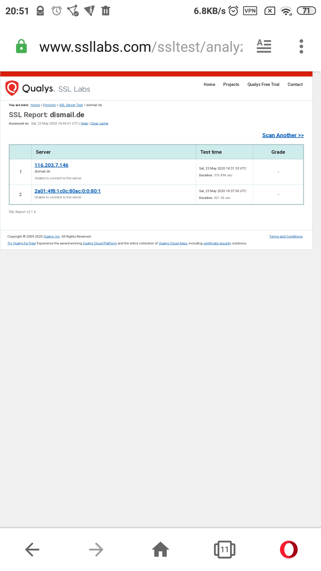 Assessment failed: Unable to connect to the server · Issue #770 · ssllabs/ssllabs-scan · GitHub