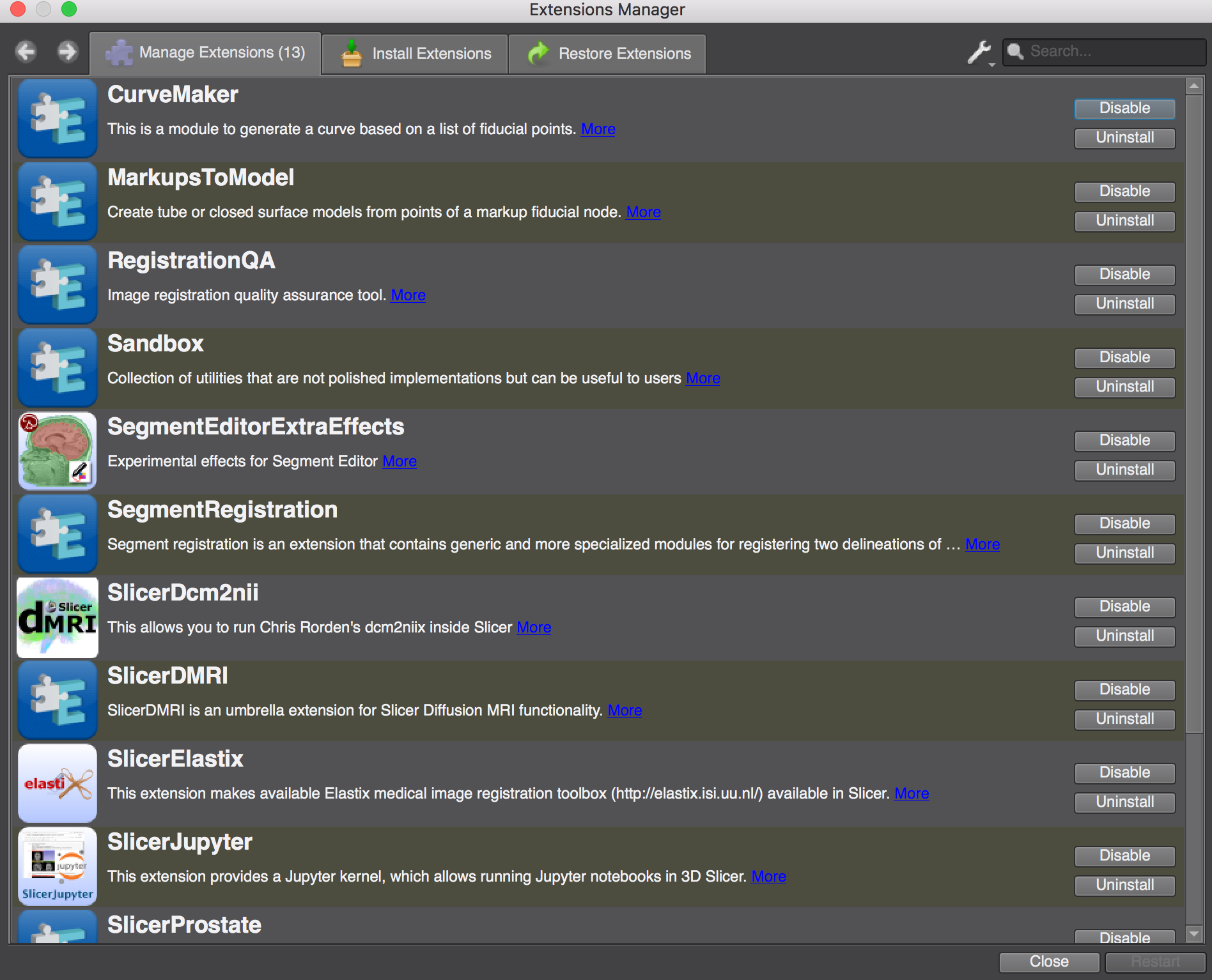 Slicer 5.0 Extension Manager: Install Extensions Tab · Issue #4935 · Slicer/Slicer · GitHub