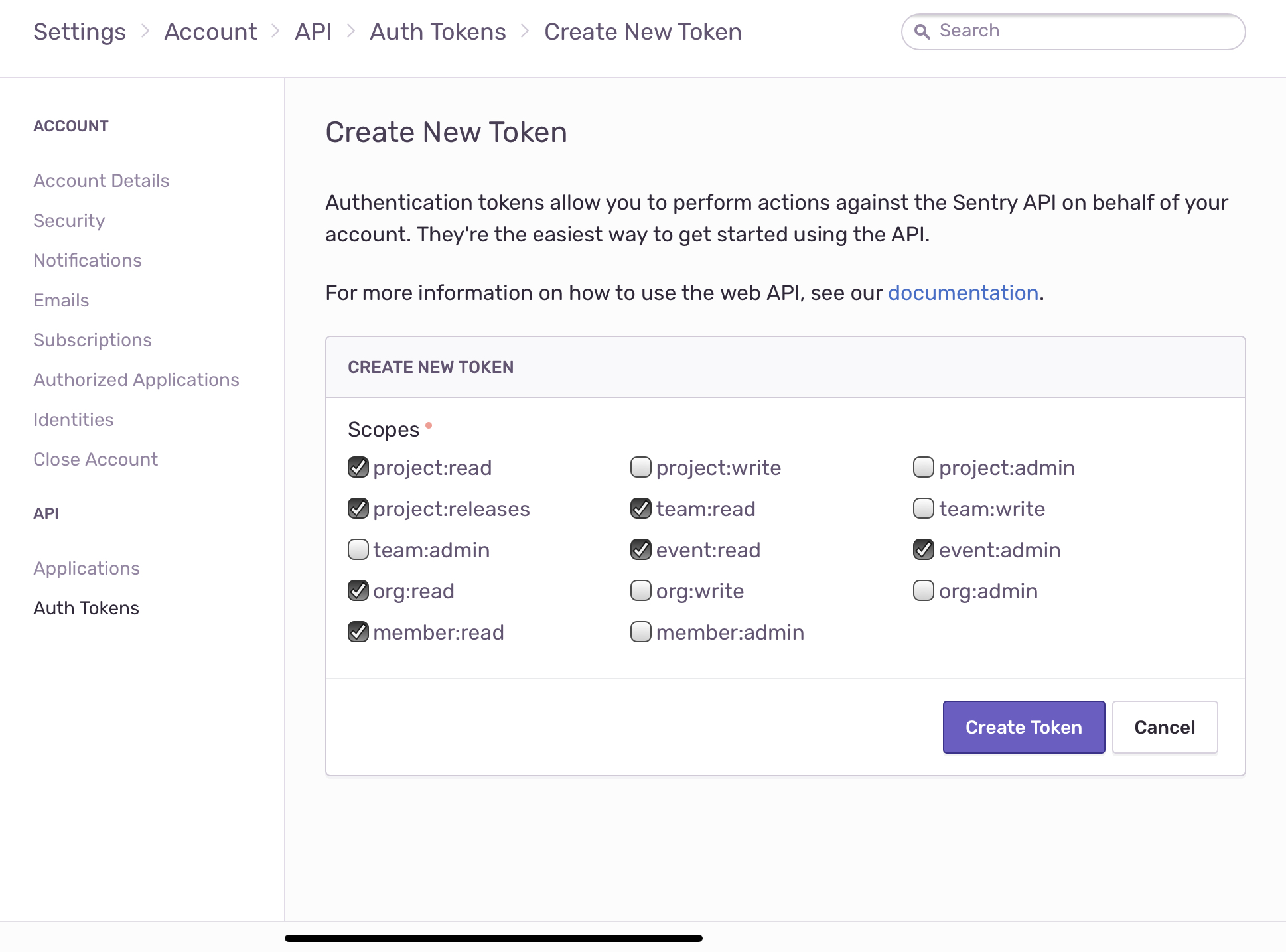 Add auth token scope permissions information · Issue #213 · getsentry/sentry-docs · GitHub