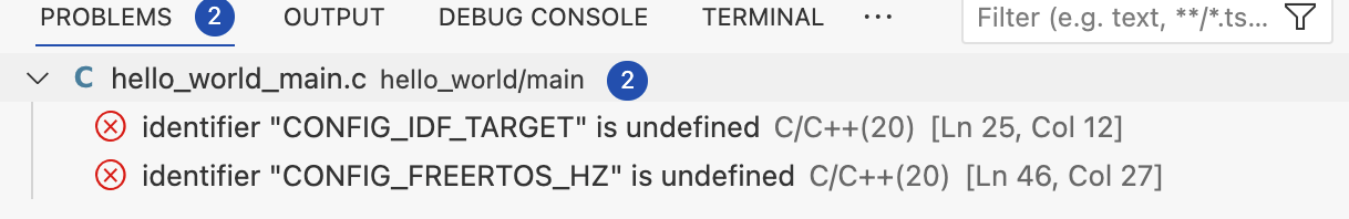 identifier "CONFIG_IDF_TARGET" is undefined和identifier "CONFIG_FREERTOS_HZ" is undefined (VSC ...